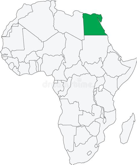 Mapa Nacional De Egipto Dentro Del Continente Africano Ilustración Del