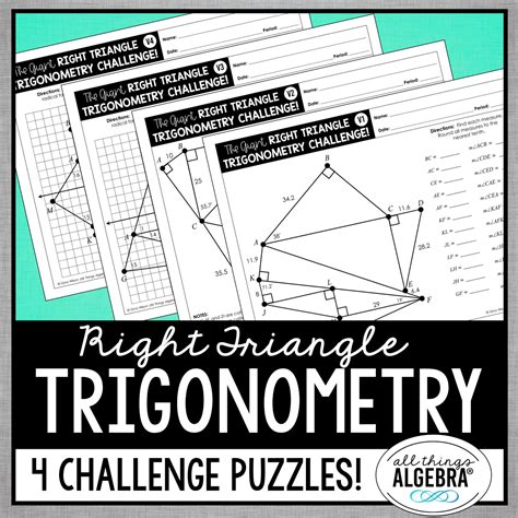 Right Triangle Trigonometry Challenge Puzzles All Things Algebra®