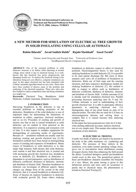 Pdf A New Method For Simulation Of Electrical Tree Growth In Solid