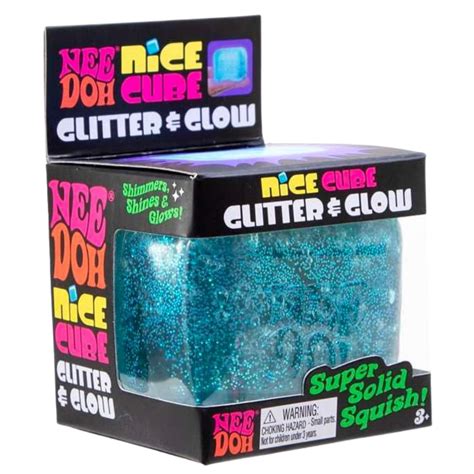 Needoh Nice Cube Glitter And Glow Glow In The Dark Squishy Fidget The
