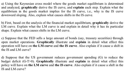 SOLVED A Using The Keynesian Cross Model Where The Goods Market