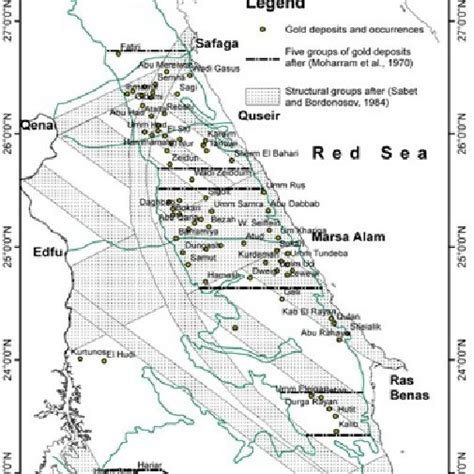 Map Showing The Distribution Of Gold Deposits And Occurrences In The Download Scientific