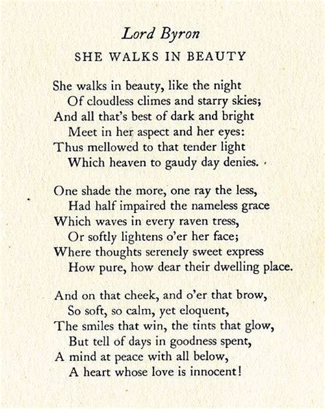 Lord Byron She Walks In Beauty Black And White Literary Art