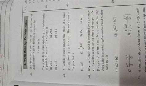work done by variable force 42 the force on a particle as the function o