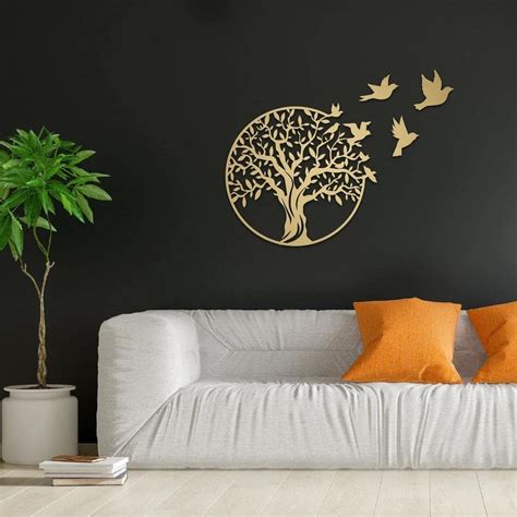 Décoration Murale En Métal Arbre De Viewovte 49cm Arbre De Vie