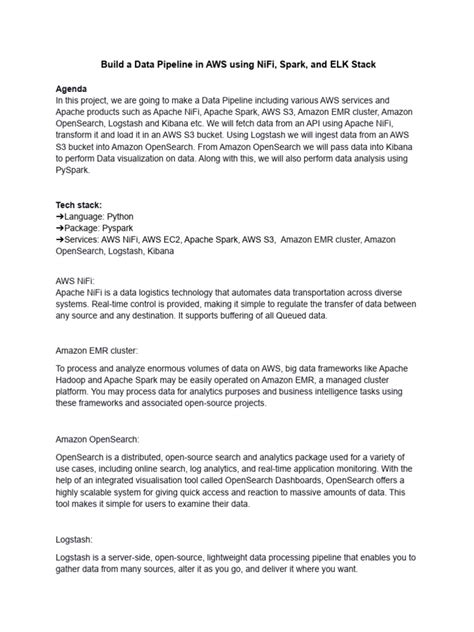 Pipeline Nifi Aws Elk Pdf Apache Spark Apache Hadoop
