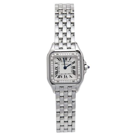 Cartier Silver Stainless Steel Diamond Panthere W4pn0007 Womens