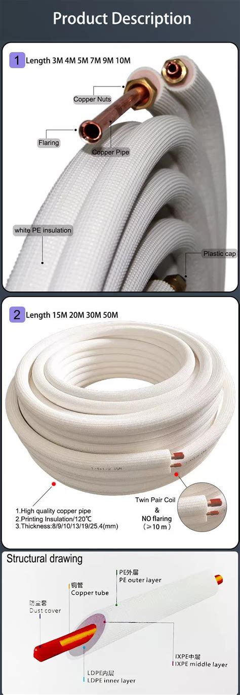 3m Insulated Copper Pipe Split Line 14 12 Air Conditioner Pipes