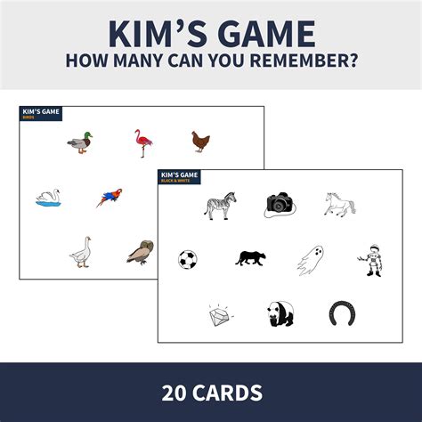 Eng Kims Game 20 Cards Various Topics Anglický Jazyk Učiteléučitelůmcz