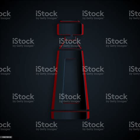 검은 색 배경에 고립 된 종이 컷 크림 또는 로션 화장품 튜브 아이콘 남성을 위한 바디 케어 제품 종이 아트 스타일 벡터 일러스트레이션 3차원 형태에 대한 스톡 벡터 아트