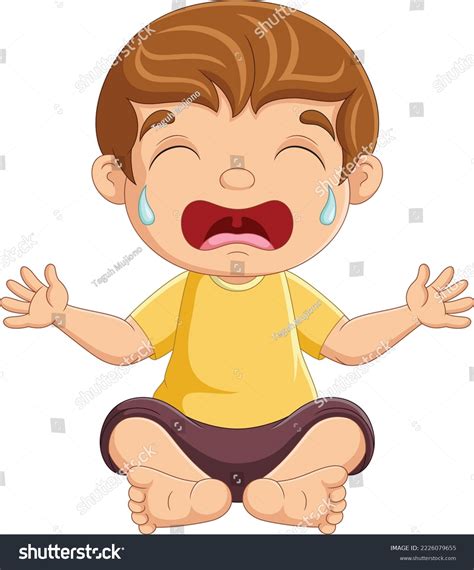 Cartoon Little Boy Sitting Crying Stock Vector Royalty Free