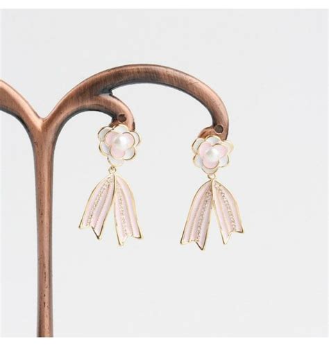 여자 민트 핑크 진주 꽃 리본끈 이어링 귀걸이 티몬