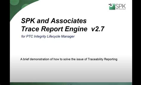 Ptc Trace Report Video Spk And Associates