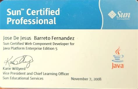 Jesus Barreto On Linkedin My Old Java Certification From Sun