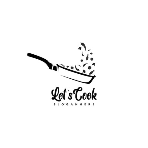 Sartén Hierro Fundido Restaurante Cocina Cocina Logo Vector Premium