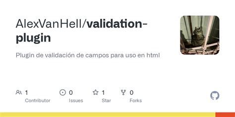 github alexvanhell validation plugin plugin de validación de campos para uso en html