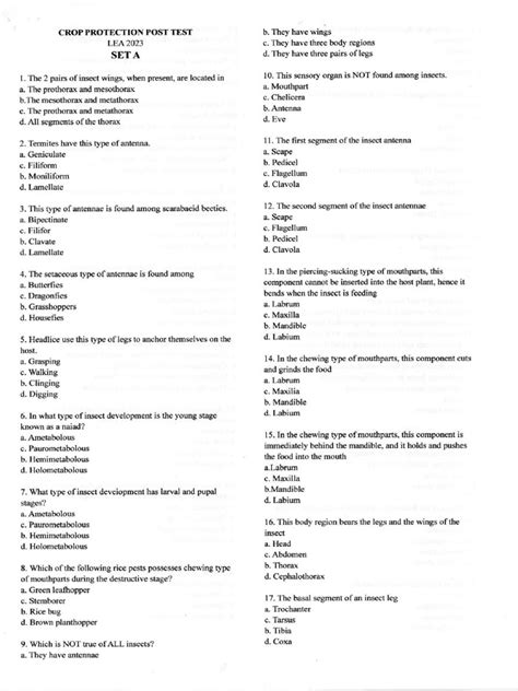 Crop Prot Post Test Pdf