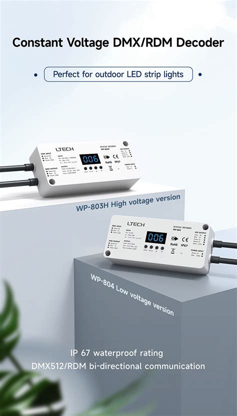 New Products LTECH Waterproof DMX RDM Decoders For High Low Voltage LED Lights LED Controller