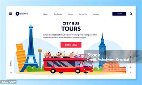 2층 배너 포스터 디자인 템플릿으로 시내 버스 투어 여행 관광객의 벡터 플랫 만화 그림 건축에 대한 스톡 벡터 아트 및 기타 이미지 건축 공동체 관광 Istock