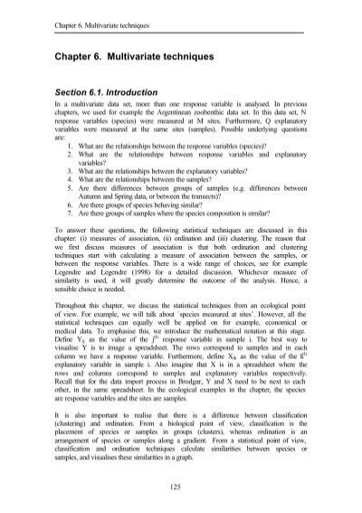 Chapter Multivariate Techniques