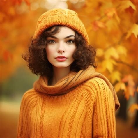 Premium Ai Image Beautiful Girl Autumn Background Illustration Ai Generativexa