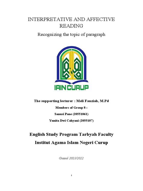 Interpretative And Affective Reading Pdf Paragraph Reading Comprehension