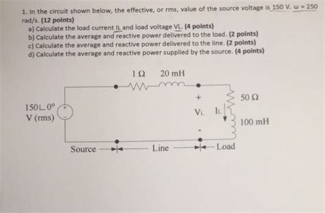 Solved In The Circuit Shown Below The Effective Or Rms Chegg