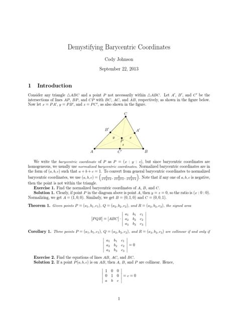 Demystifying Barycentric Coordinates Pdf Euclid Space