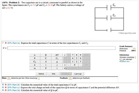 Solved 1496 Problem 2 Two Capacitors Are In A Circuit