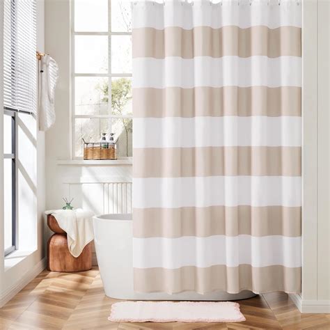 Ohocut Striped Shower Curtain Beige And White Modern Shower Curtains