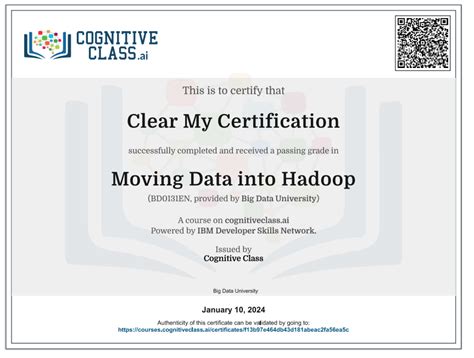 Moving Data Into Hadoop Cognitive Class Exam Quiz Answers