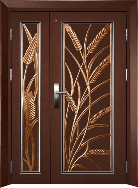Security Door P4 561c 5ft X 7ft Brown Color Unequal Double Wing