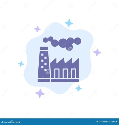 Factory Pollution Production Smoke Blue Icon On Abstract Cloud Background Stock Vector