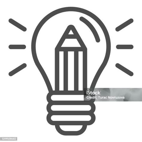 연필 선 아이콘이 있는 전구입니다 흰색에 격리 된 창조적 인 아이디어 벡터 그림 창의력 개요 스타일 디자인 웹 및 응용 프로그램을 위해 설계 Eps 10 아이콘에 대한 스톡