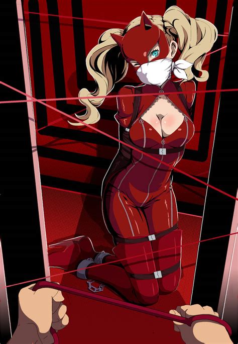 Tiedtiki Takamaki Anne Persona Persona Girl Ankle Cuffs Aqua Eyes Armbinder Bdsm