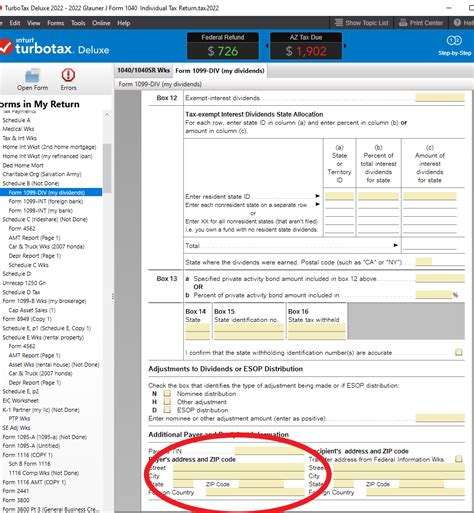 Solved How Do I Change The Payer S Address In Form 1099 DIV I