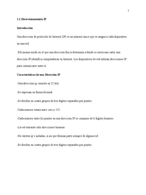 1 1 Direccionamiento Ip Pdf Dirección Ip Arquitectura De Computadores
