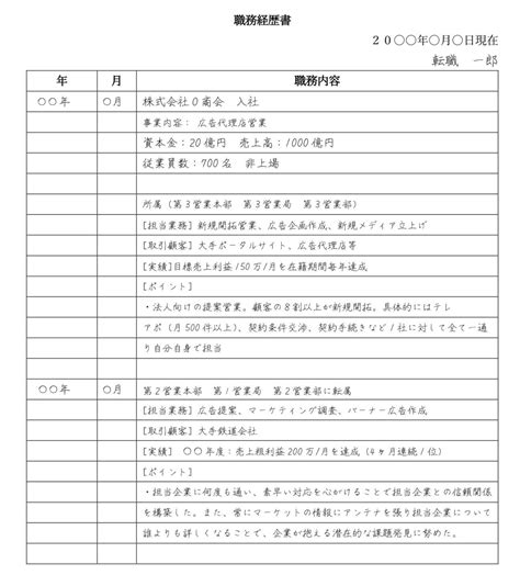 職務経歴書の書き方・わからないときの例文や提出方法を解説｜テンプレート付き 【無料】スマホで履歴書・職務経歴書作成｜テンプレートからweb