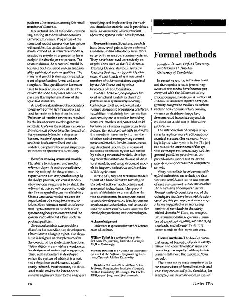 Pdf Formal Methods And Safety Critical Standards