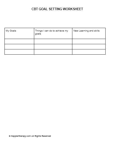 Cbt Goal Setting Worksheet Happiertherapy Worksheets Library