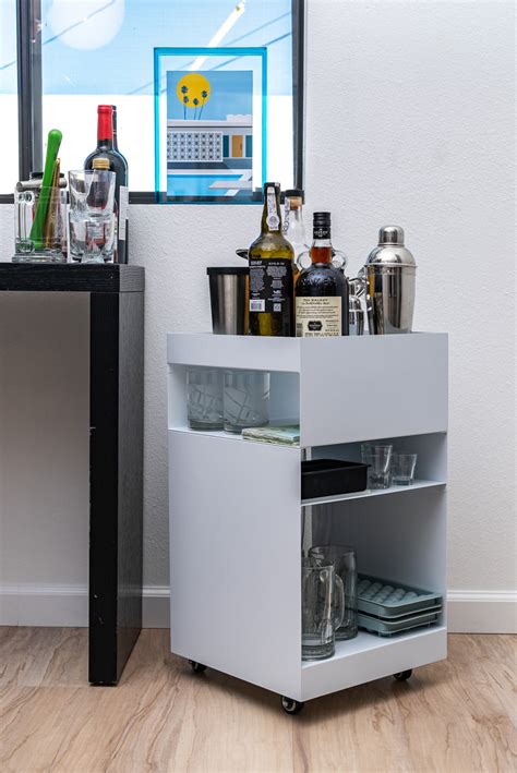 Quad Rolling Side Table White Hideseek Supply Co