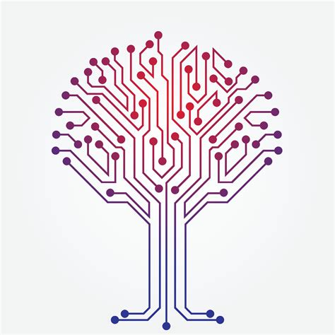 Circuit Technology Tree On White Background Computer Engineering