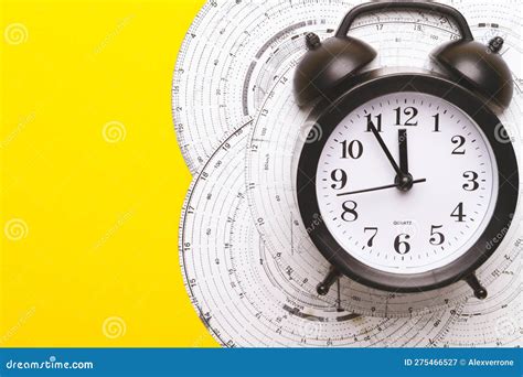 Tachograph Chart And Pencil For Recording The Time And Mileage Of A Truck Route Driver And