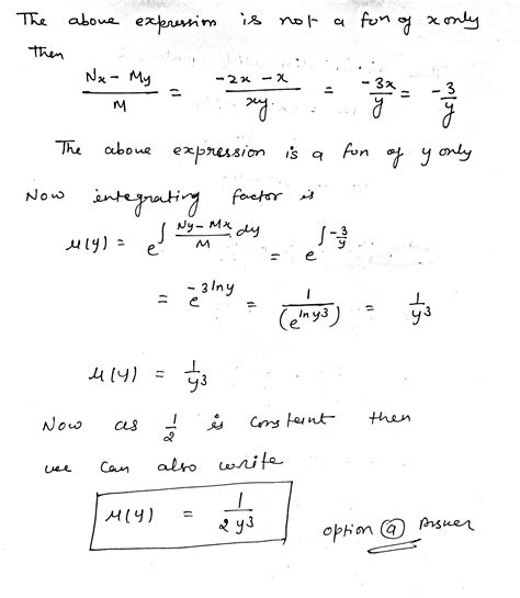[solved] Can Someone Show The Solution For This Integrating Factor Problem Course Hero