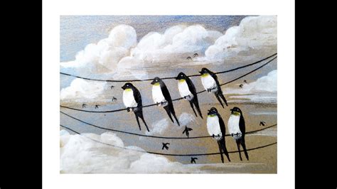 Как просто нарисовать ласточек гуашью и карандашами Youtube