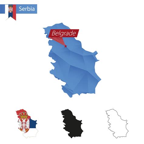 Serbia Blue Low Poly Map With Capital Belgrade 18818273 Vector Art At