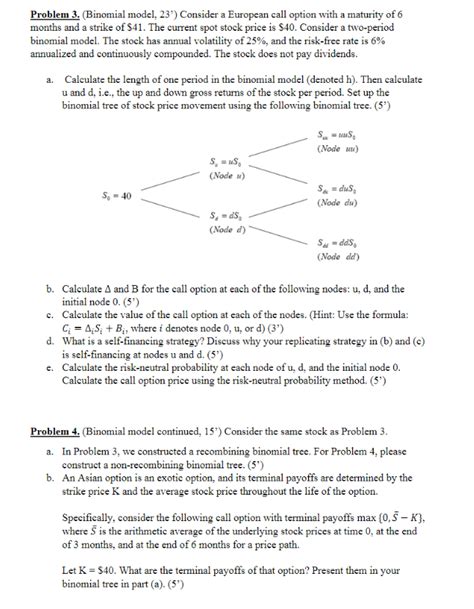 solved problem 3 binomial model 23 consider a european