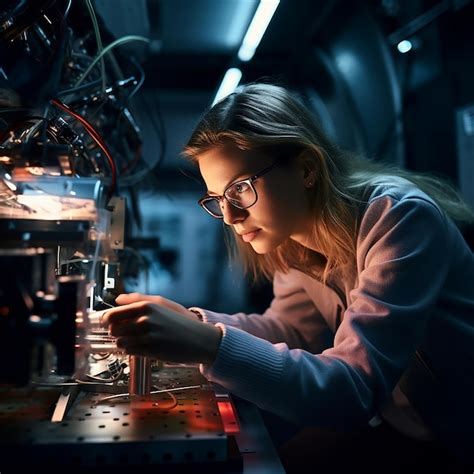 Premium Photo Female Scientist At Laser Deposition Chamber