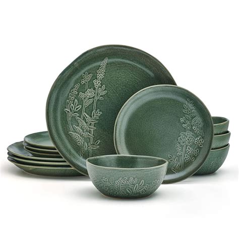 Pfaltzgraff Carrie 12 Piece Dinnerware Set Green