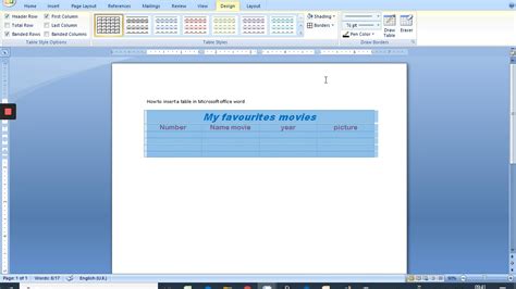 How To Insert A Table In Microsoft Office Word Youtube